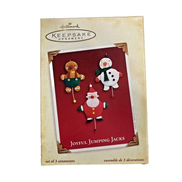 Hallmark | Holiday | 3 Joyful Jumping Jacks Hallmark Ornament Santa ...